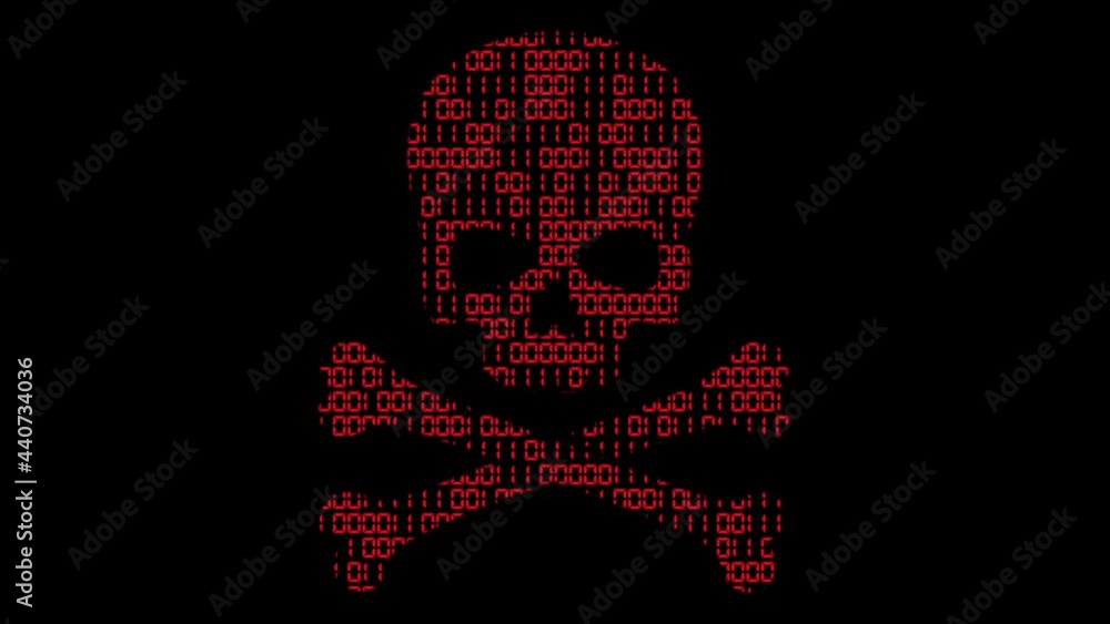 High tech motion graphic, with animated binary code theme, with red ...