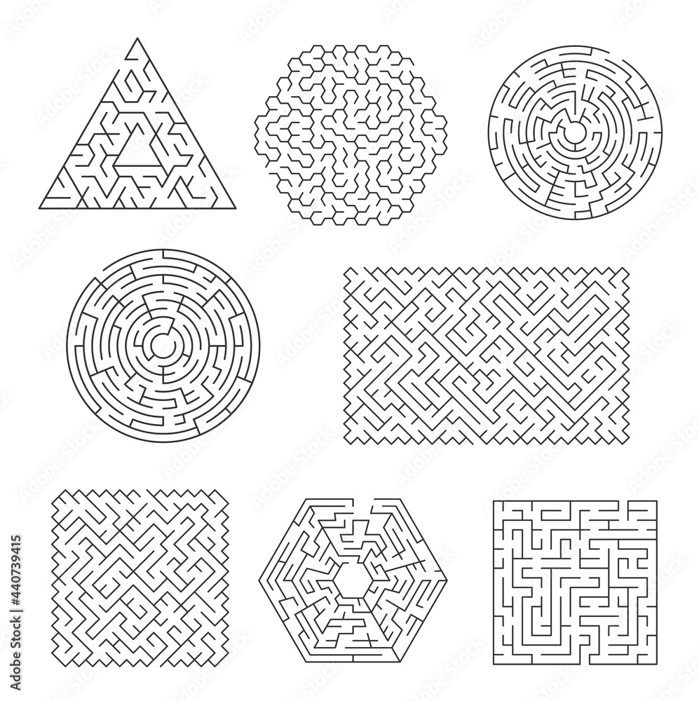 Labyrinth maze riddle, finding path and exit searching logical game ...