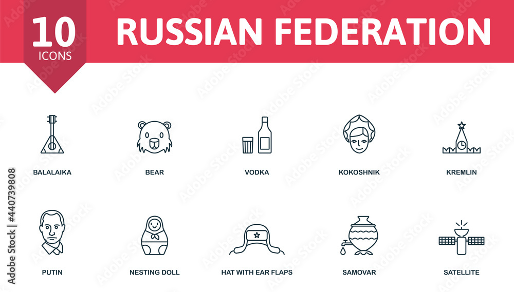 Russian Federation icon set. Contains editable icons russia theme such ...