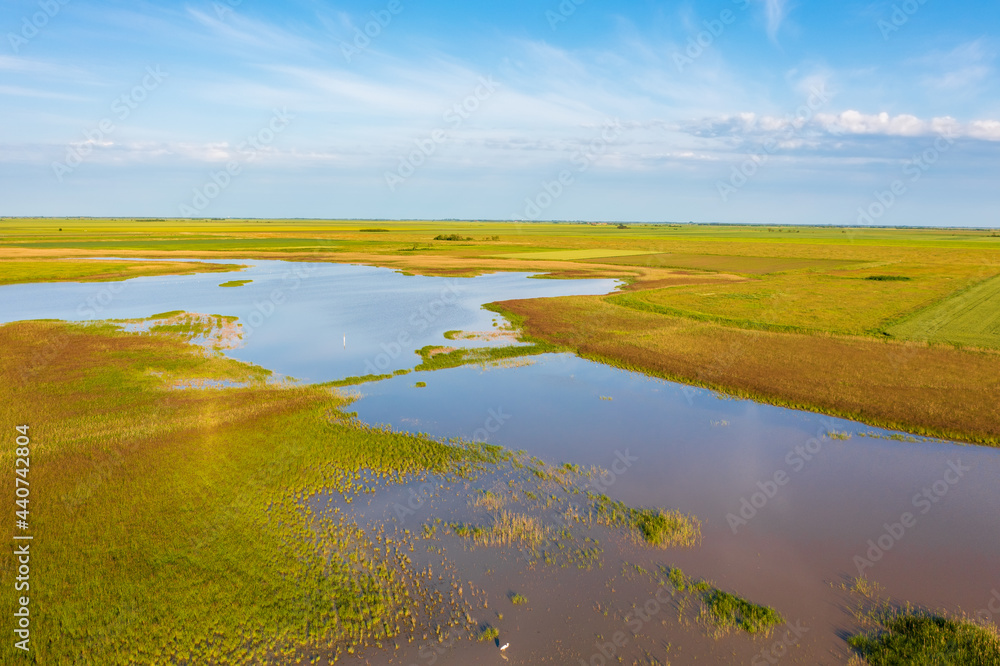 Aerial view about hungarian landscape at Koros-Maros National Park ...
