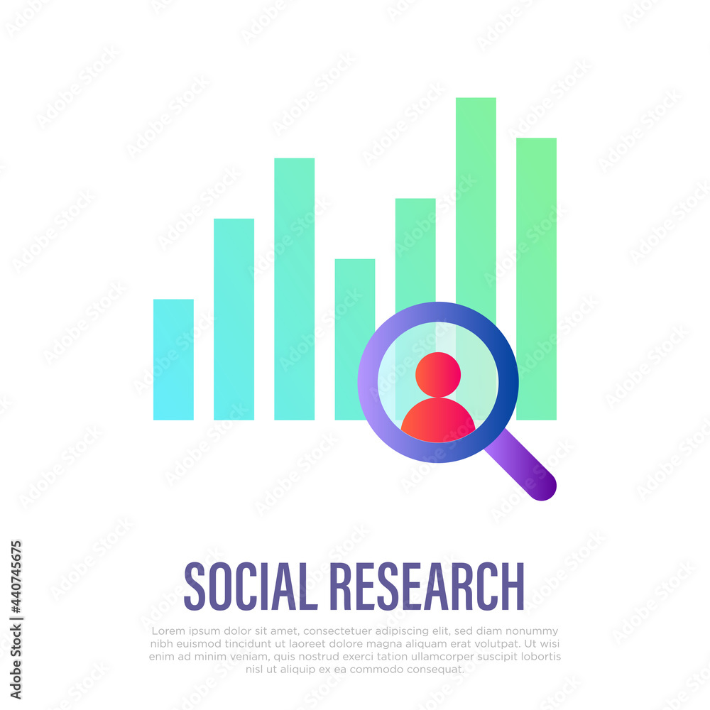 Social research gradient icon. Statistics for targeting, consumer ...