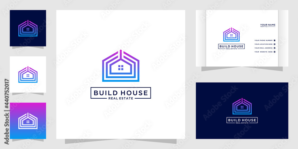 Build house logo with line art style. home build logo for real estate ...