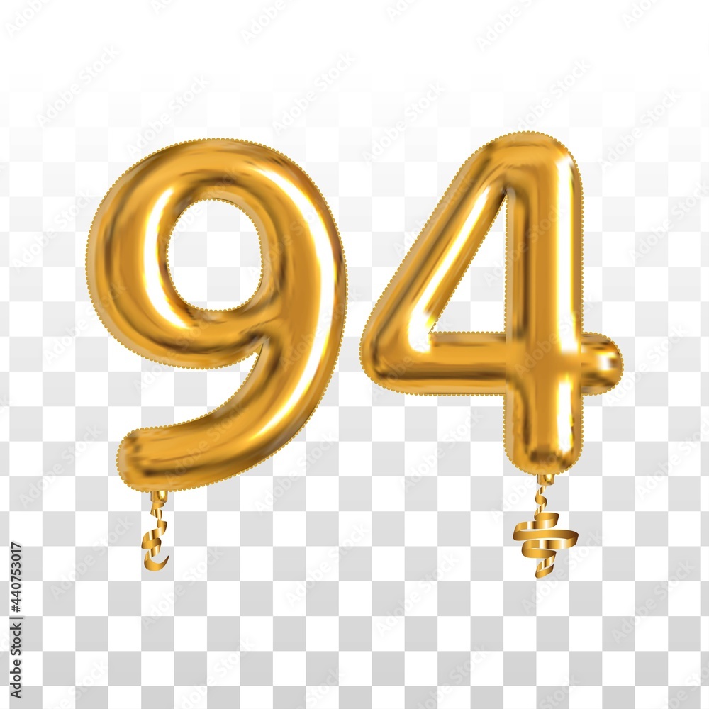 Vector realistic isolated golden balloon number of 94 for invitation ...