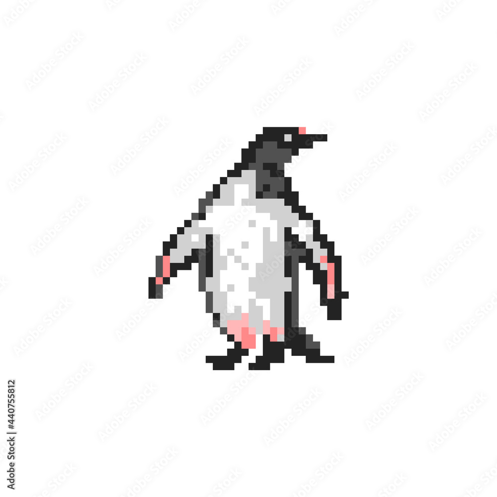 Pixel art penguin. Isolated pixelated vector illustration. Stock Vector ...