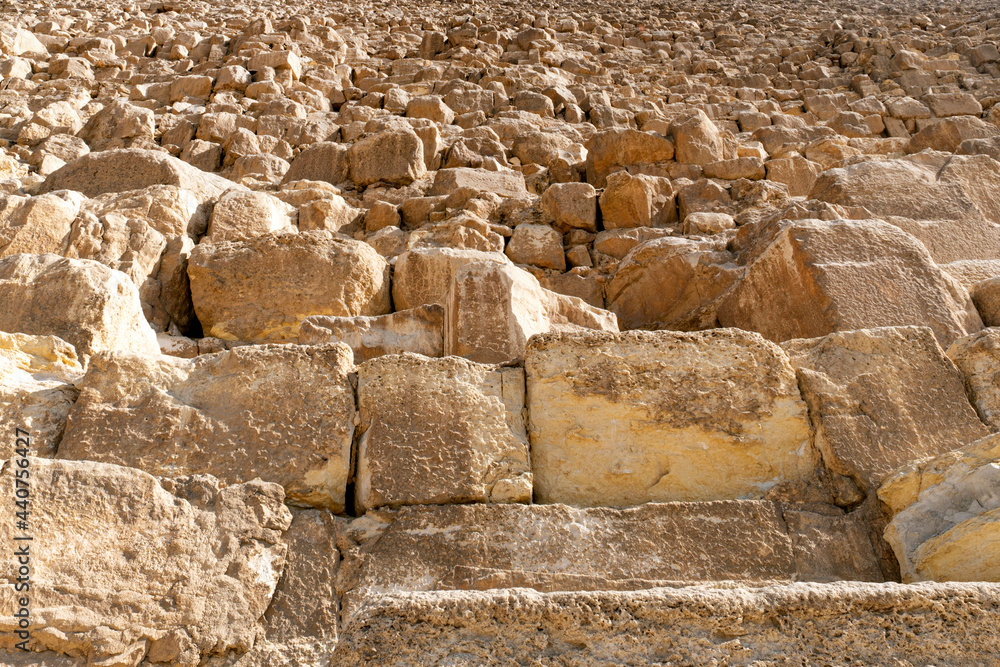 Slope of three big pyramid of Giza pyramid complex and sky behind ...