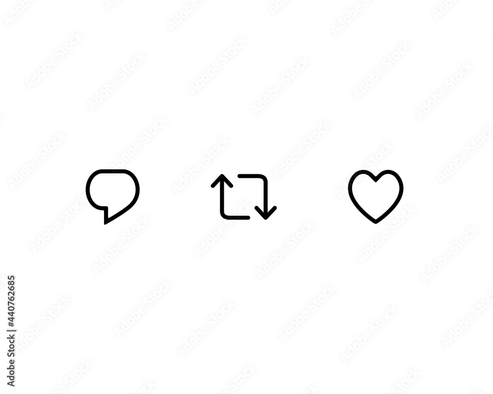 Reply Tweet, Retweet, and Like. Icon Set of Social Media Elements Stock ...