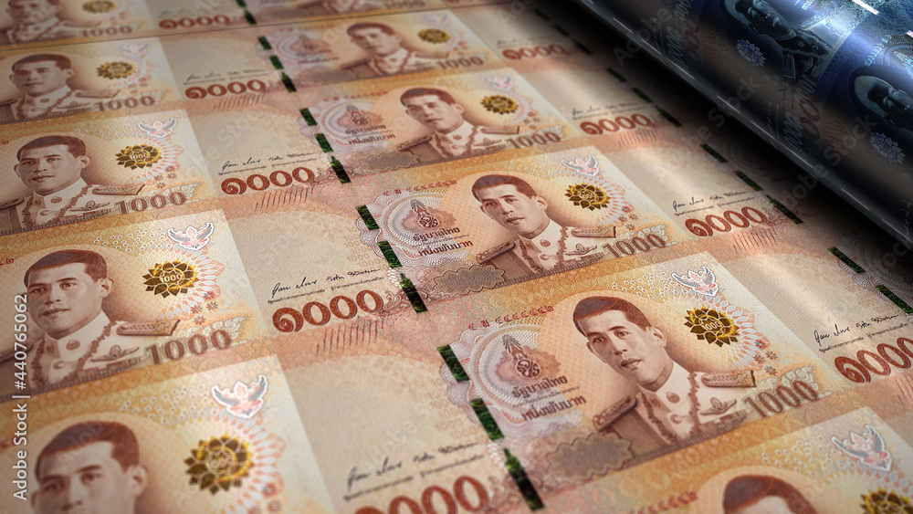 Thai Baht money banknotes pack illustration Stock Illustration | Adobe ...