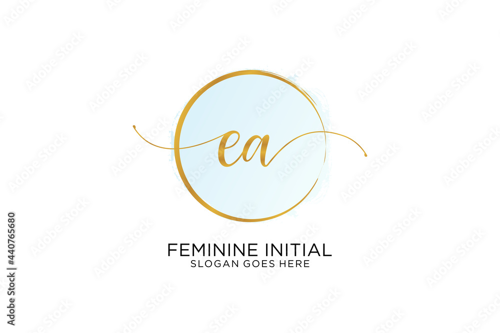 Initial EA handwriting logo with circle template vector signature ...