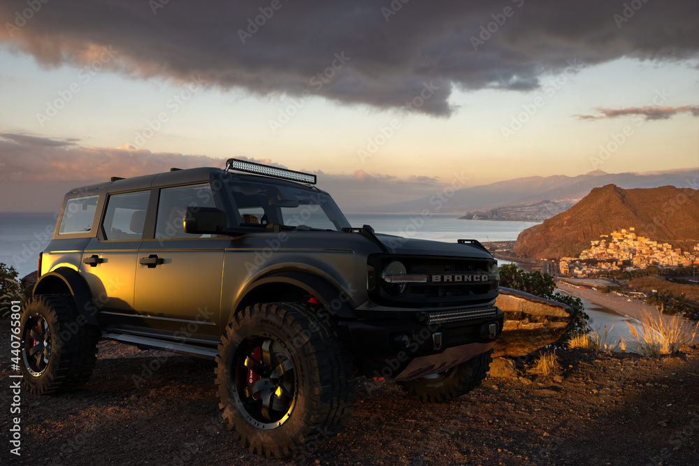 Ford Bronco Wildtrak in the wilderness of Tenerife Stock Photo | Adobe ...