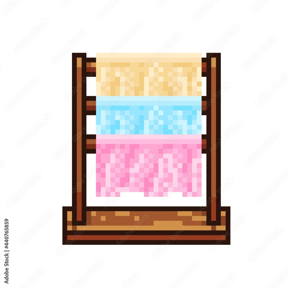 Clothes rack placed on the floor, pixel art. Wooden clothes rack pixel ...
