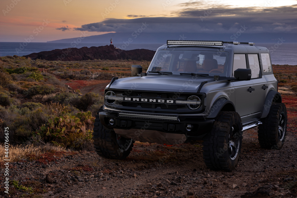 Ford Bronco Wildtrak in the wilderness of Tenerife Stock Photo | Adobe ...