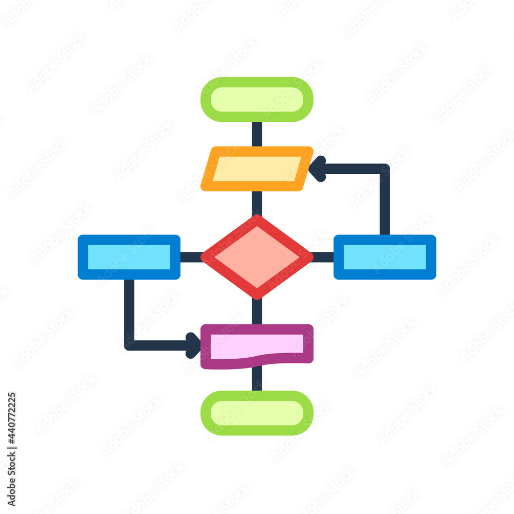 Flowchart diagram icon. Clipart image isolated on white background ...