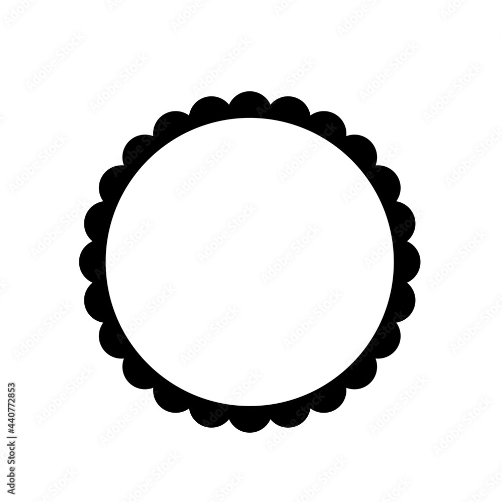 Scalloped edge circle border shape. Clipart image isolated on white ...