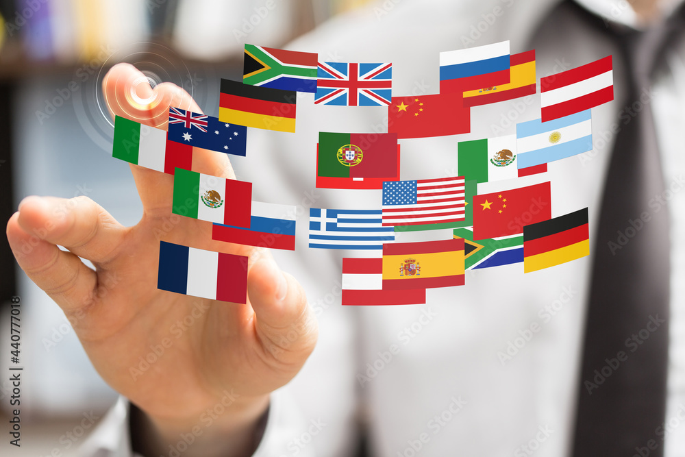 World map with all states and their flags Stock Photo | Adobe Stock