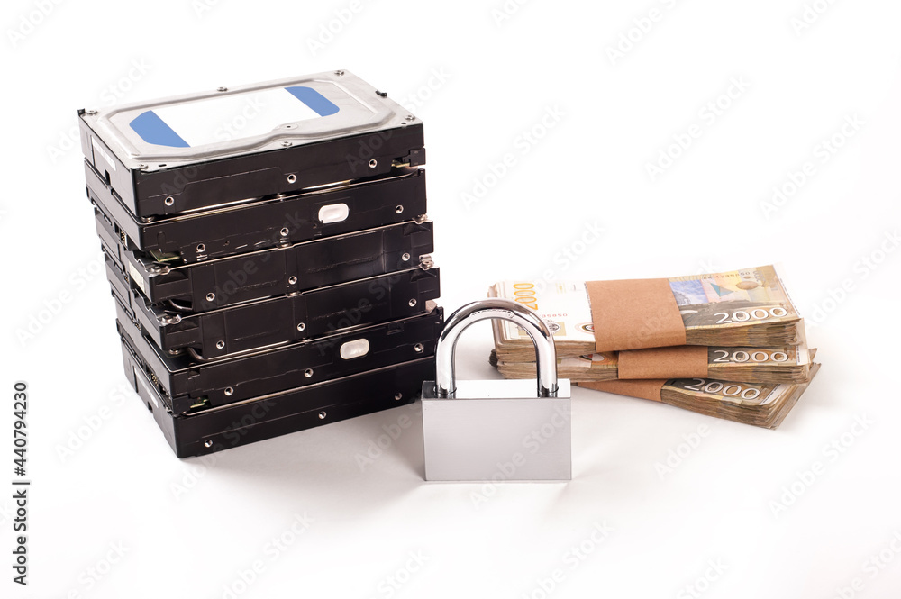 Cyber crime. Internet cyber security concept with a padlock on computer ...