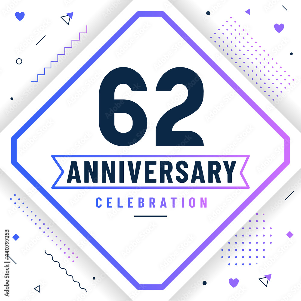62 years anniversary greetings card, 62 anniversary celebration ...