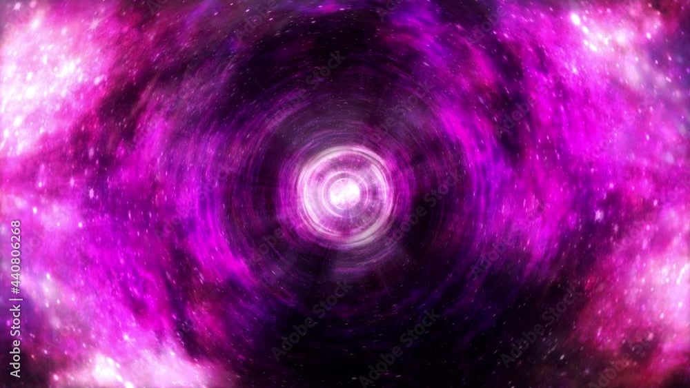 Abstract 3D art space exploration through colorful pink purple wormhole ...