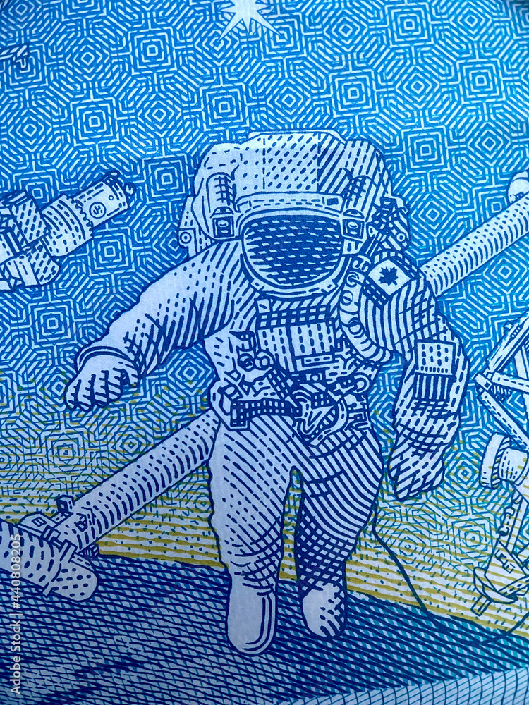 Ottawa, Ontario, Canada: The reverse of the blue $5 (five dollar) bill ...