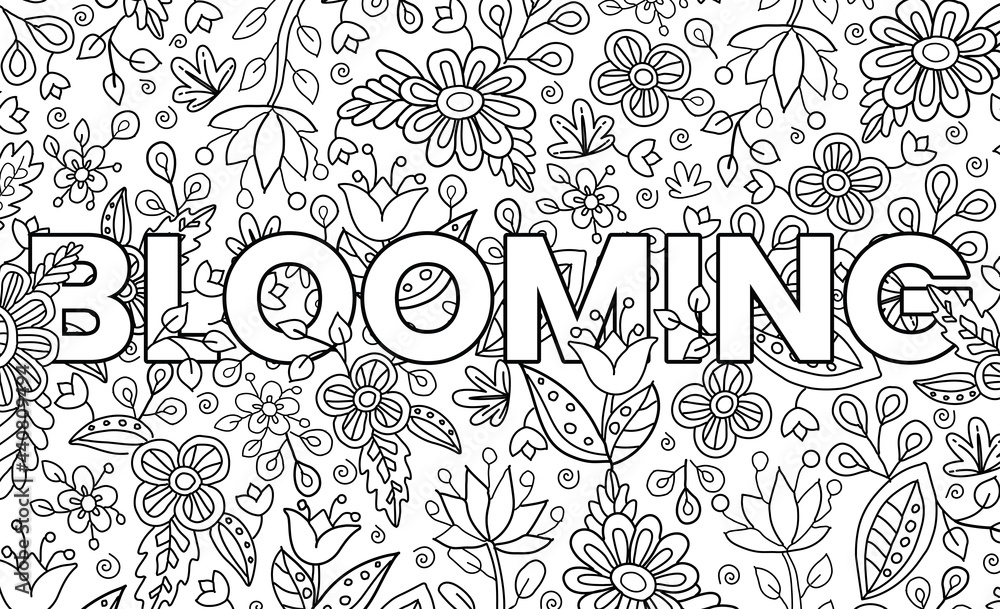 Blooming. Cute hand drawn coloring pages for kids and adults ...