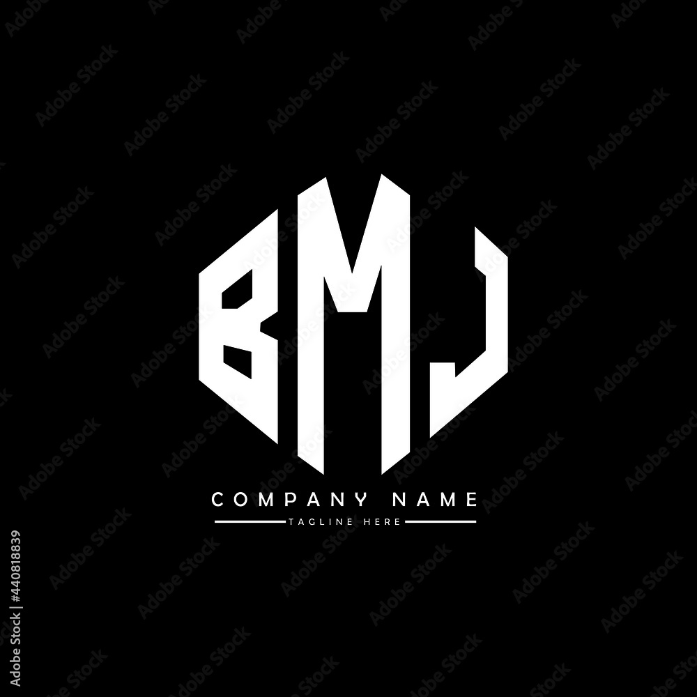 BMJ letter logo design with polygon shape. BMJ polygon logo monogram. BMJ cube logo design. BMJ ...