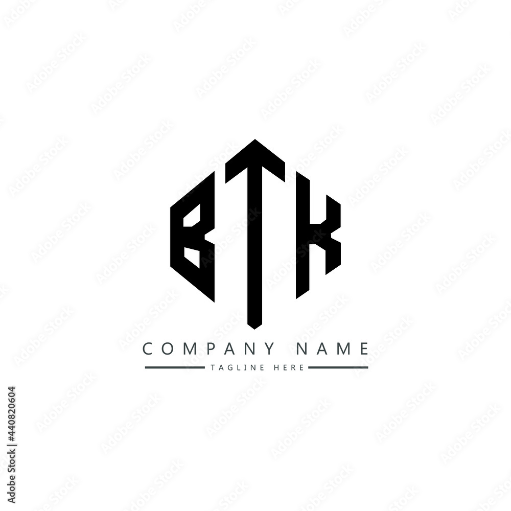 BTK letter logo design with polygon shape. BTK polygon logo monogram ...