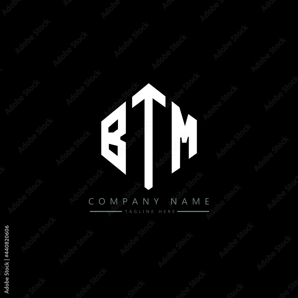 BTM letter logo design with polygon shape. BTM polygon logo monogram ...