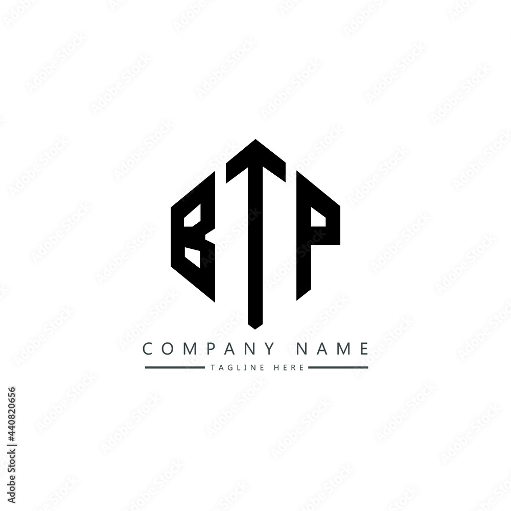 BTP letter logo design with polygon shape. BTP polygon logo monogram ...