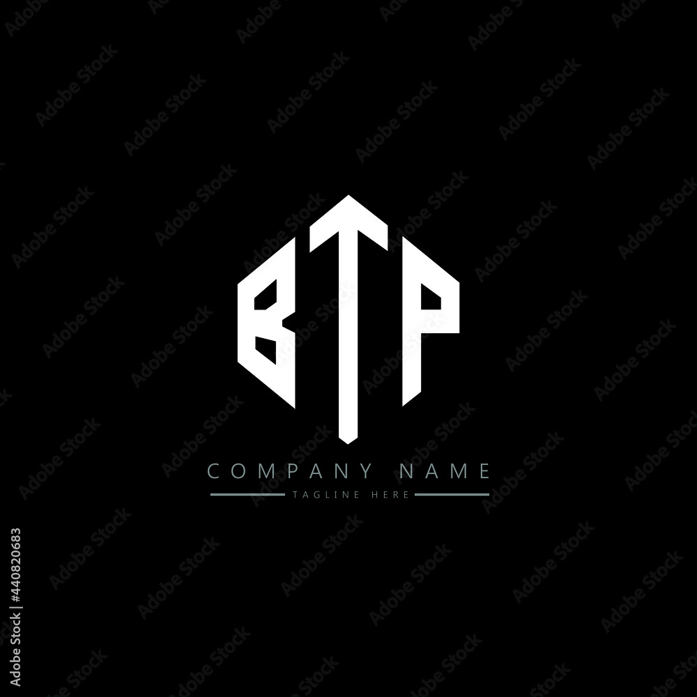 BTP letter logo design with polygon shape. BTP polygon logo monogram ...