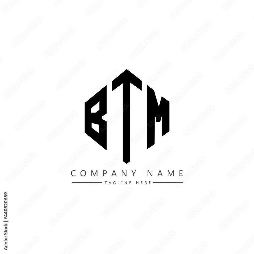 BTM letter logo design with polygon shape. BTM polygon logo monogram ...