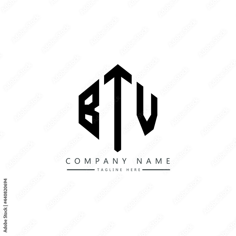 BTV letter logo design with polygon shape. BTV polygon logo monogram ...