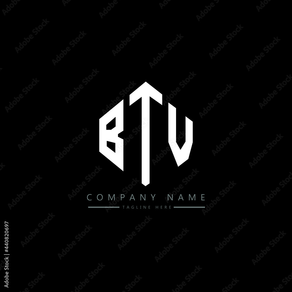 BTV letter logo design with polygon shape. BTV polygon logo monogram ...