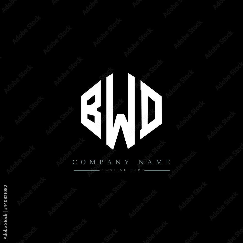 BWD letter logo design with polygon shape. BWD polygon logo monogram ...