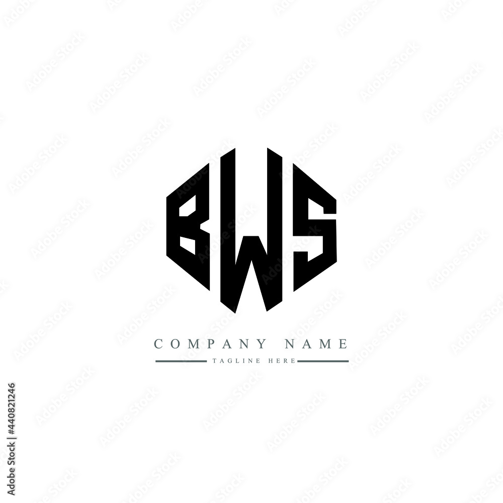 BWS letter logo design with polygon shape. BWS polygon logo monogram ...