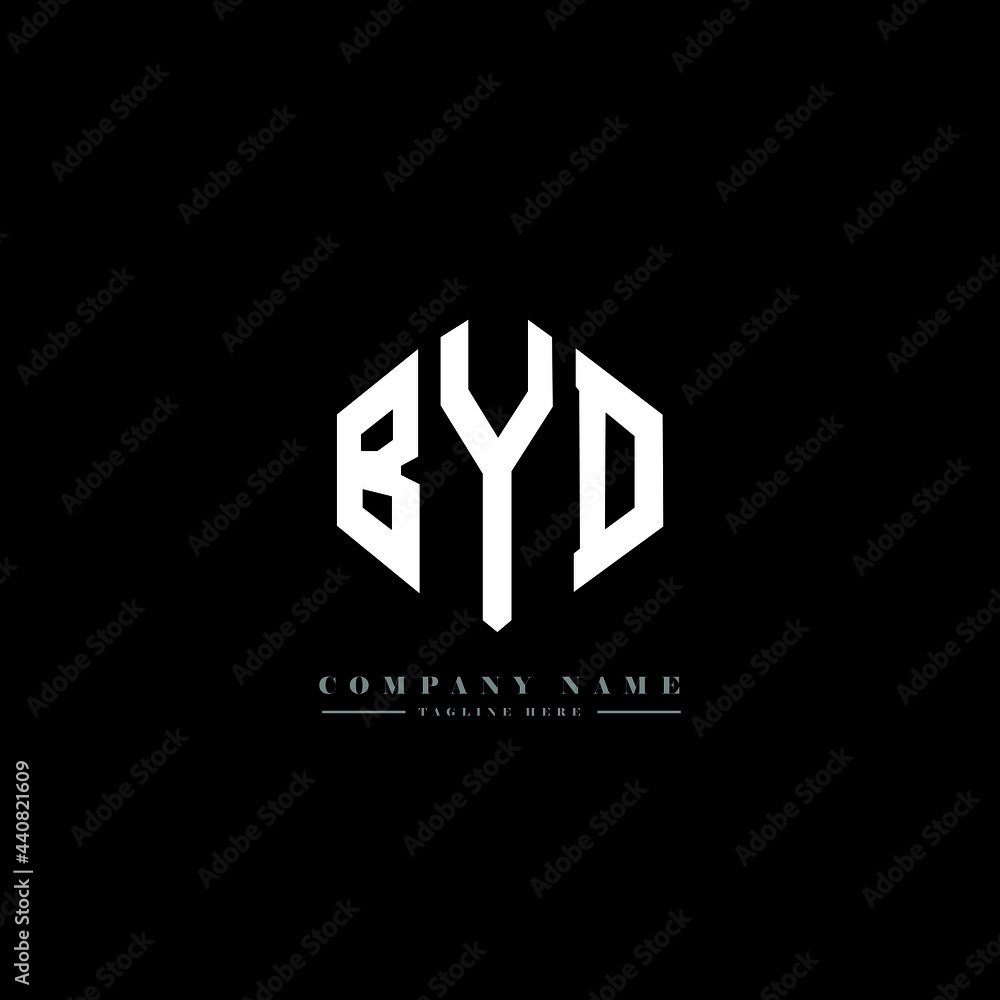 BYD letter logo design with polygon shape. BYD polygon logo monogram ...