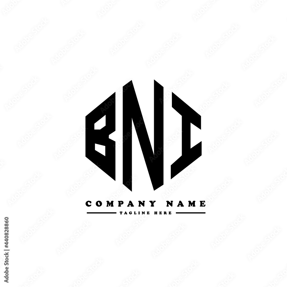 BNI letter logo design with polygon shape. BNI polygon logo monogram ...