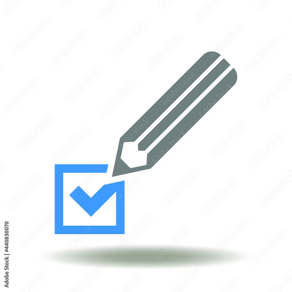 Pencil with check mark vector illustration. Eligibility symbol. Voting ...