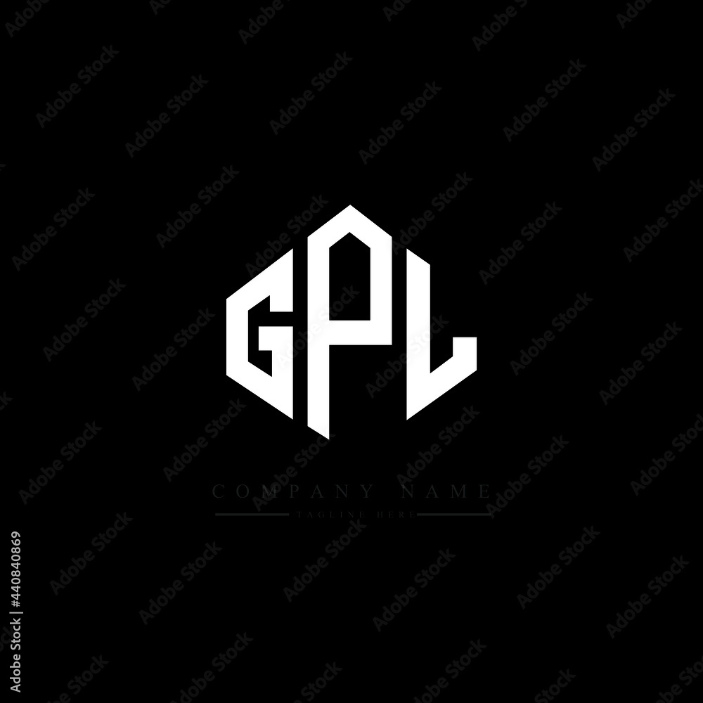 GPL letter logo design with polygon shape. GPL polygon logo monogram ...