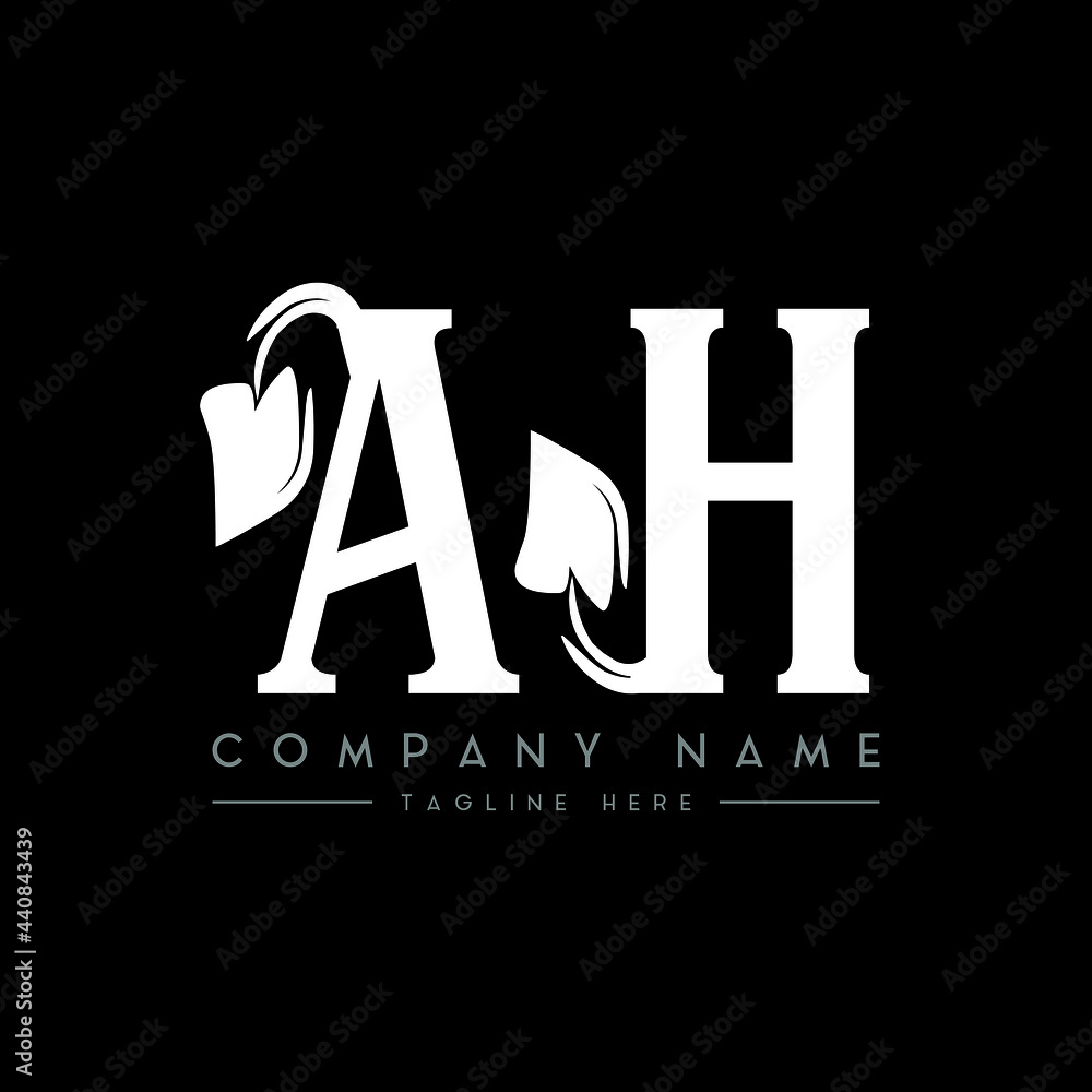 AH letter logo design. AH letter with leaf shape. AH Creative two ...