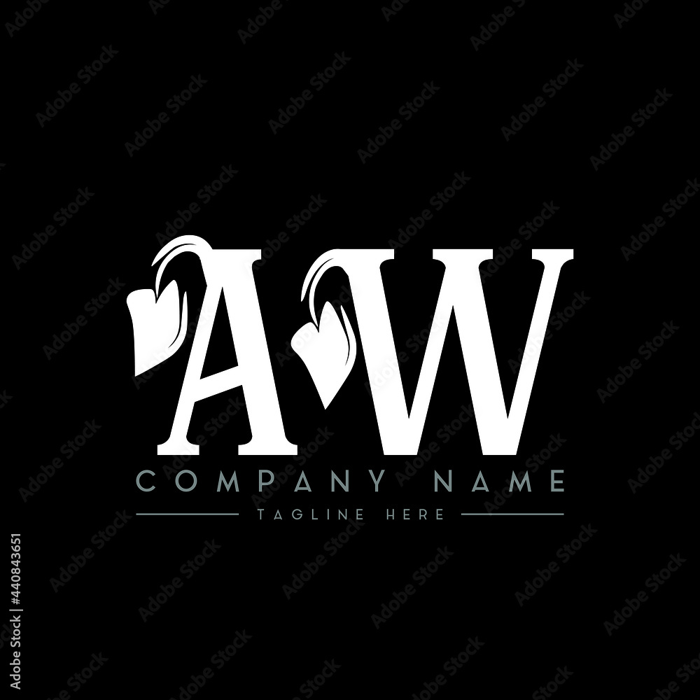 AW letter logo design. AW letter with leaf shape. AW Creative two ...