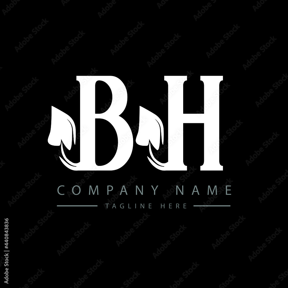 BH letter logo design. BH letter with leaf shape. BH Creative two ...