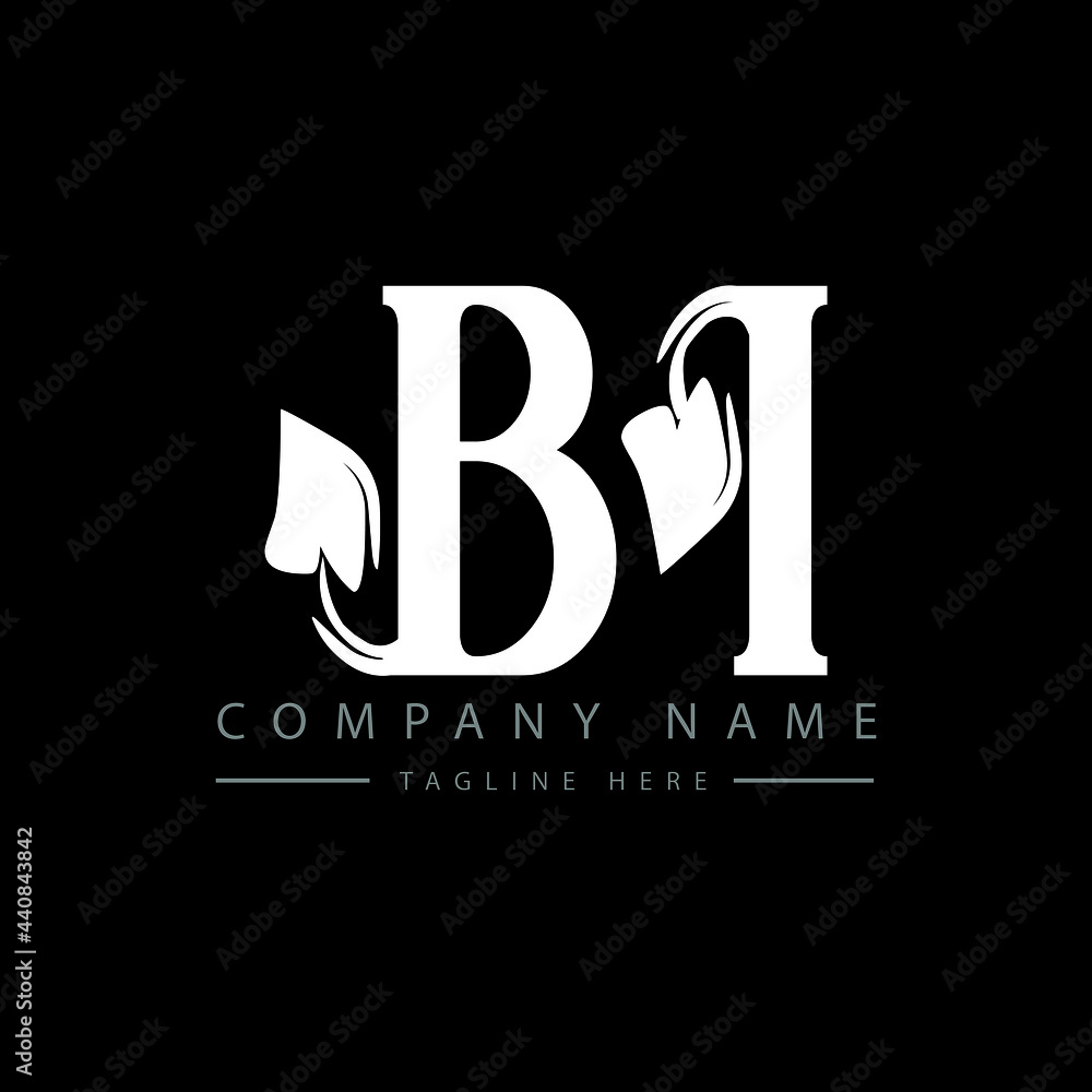 BI letter logo design. BI letter with leaf shape. BI Creative two ...