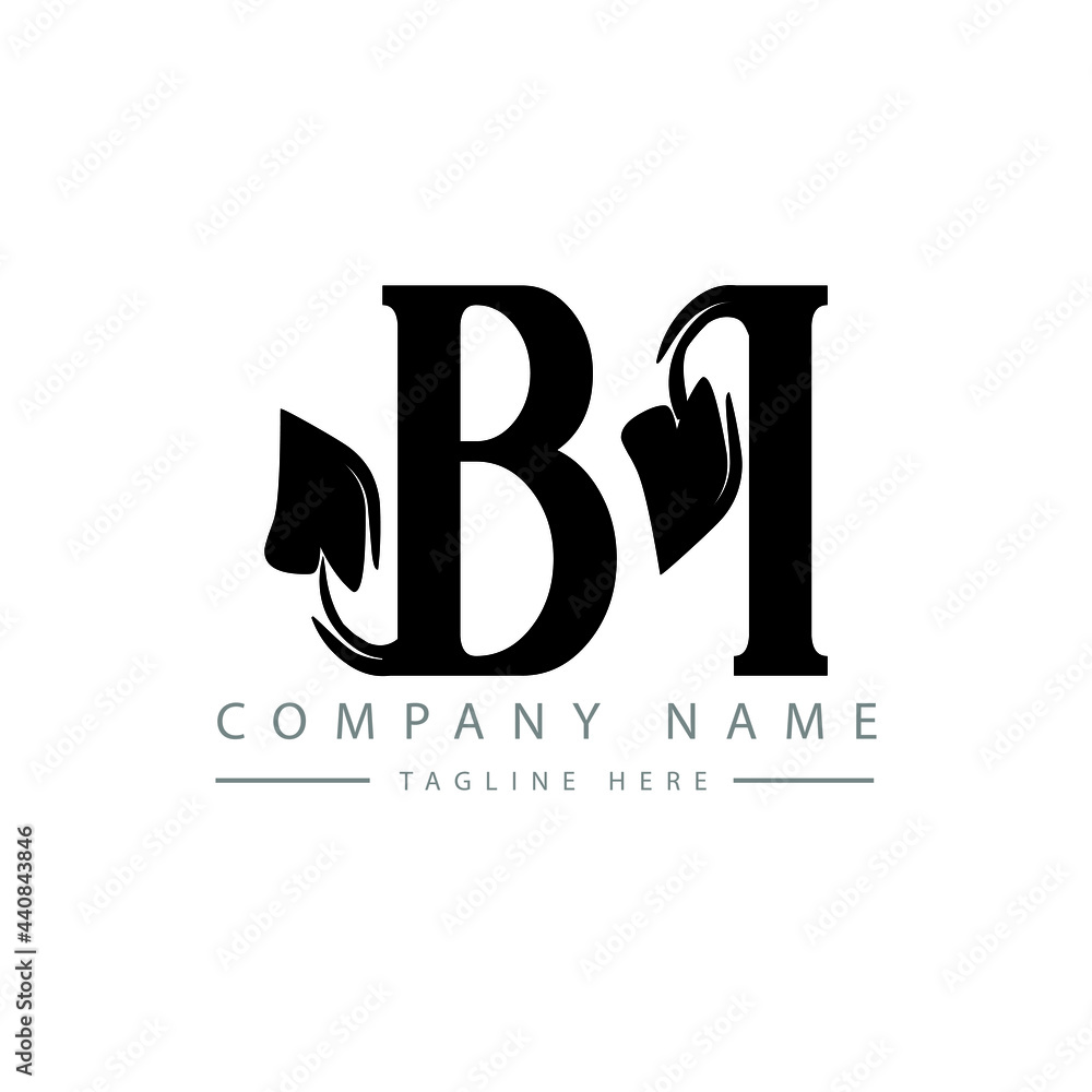 BI letter logo design. BI letter with leaf shape. BI Creative two ...