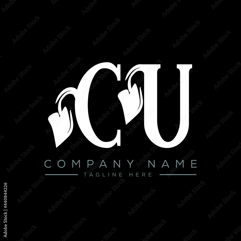 CU letter logo design. CU letter with leaf shape. CU Creative two ...