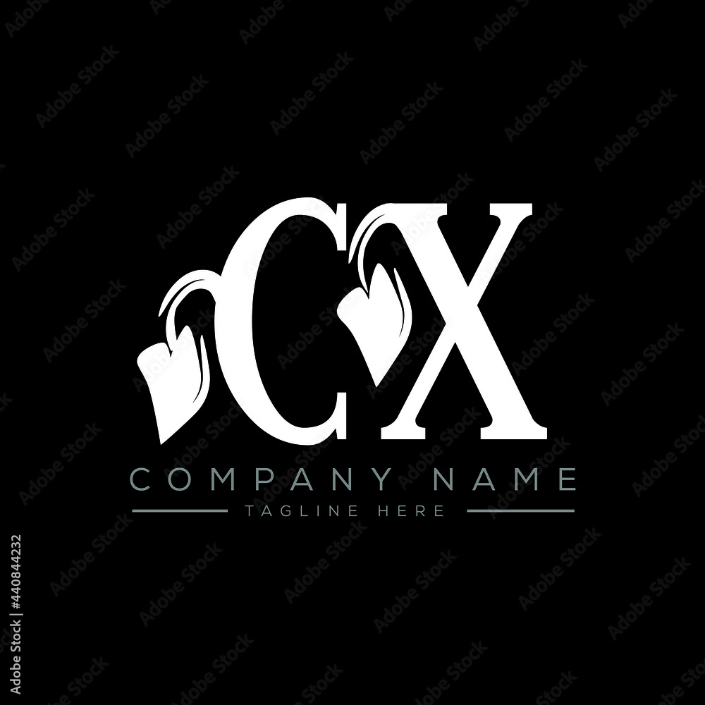 CX letter logo design. CX letter with leaf shape. CX Creative two ...