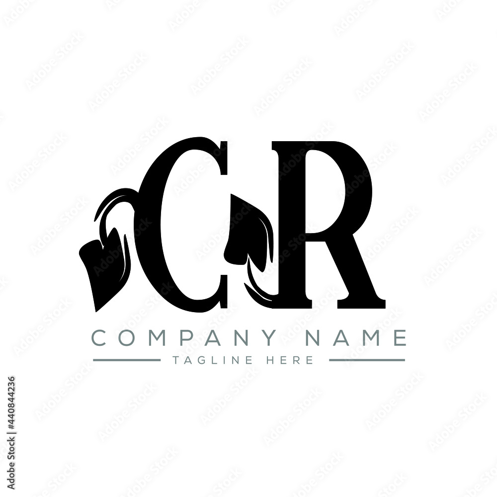 CR letter logo design. CR letter with leaf shape. CR Creative two ...