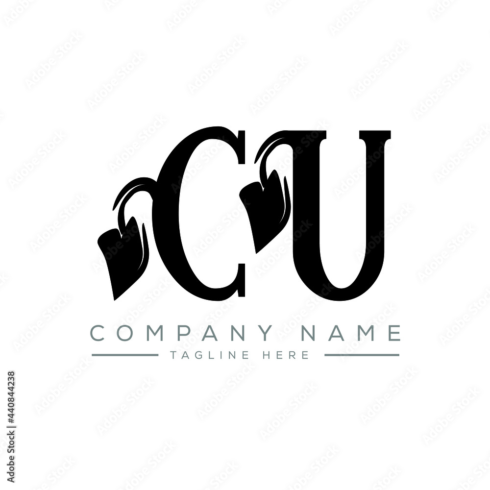 CU letter logo design. CU letter with leaf shape. CU Creative two ...