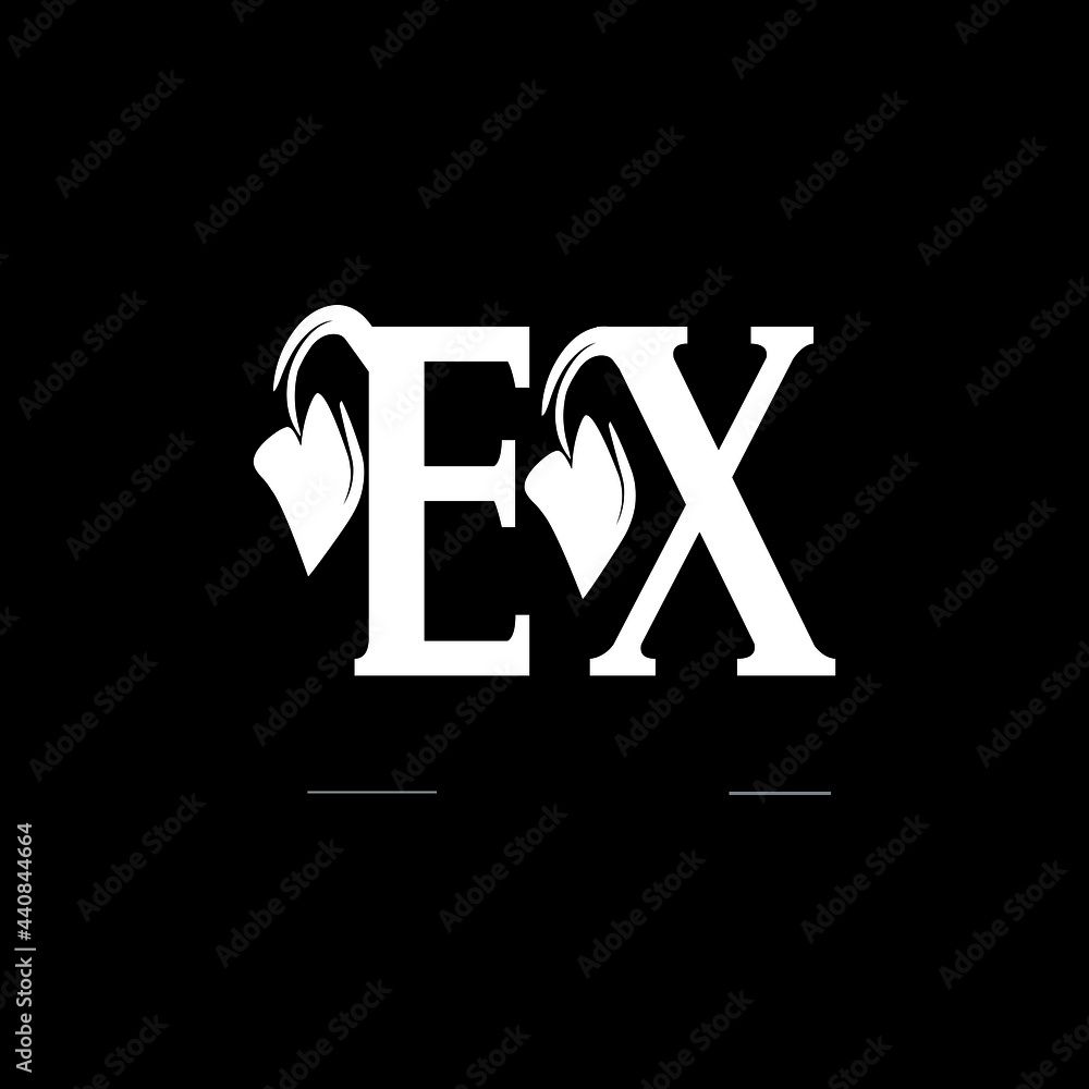 EX letter logo design. EX letter with leaf shape. EX Creative two ...