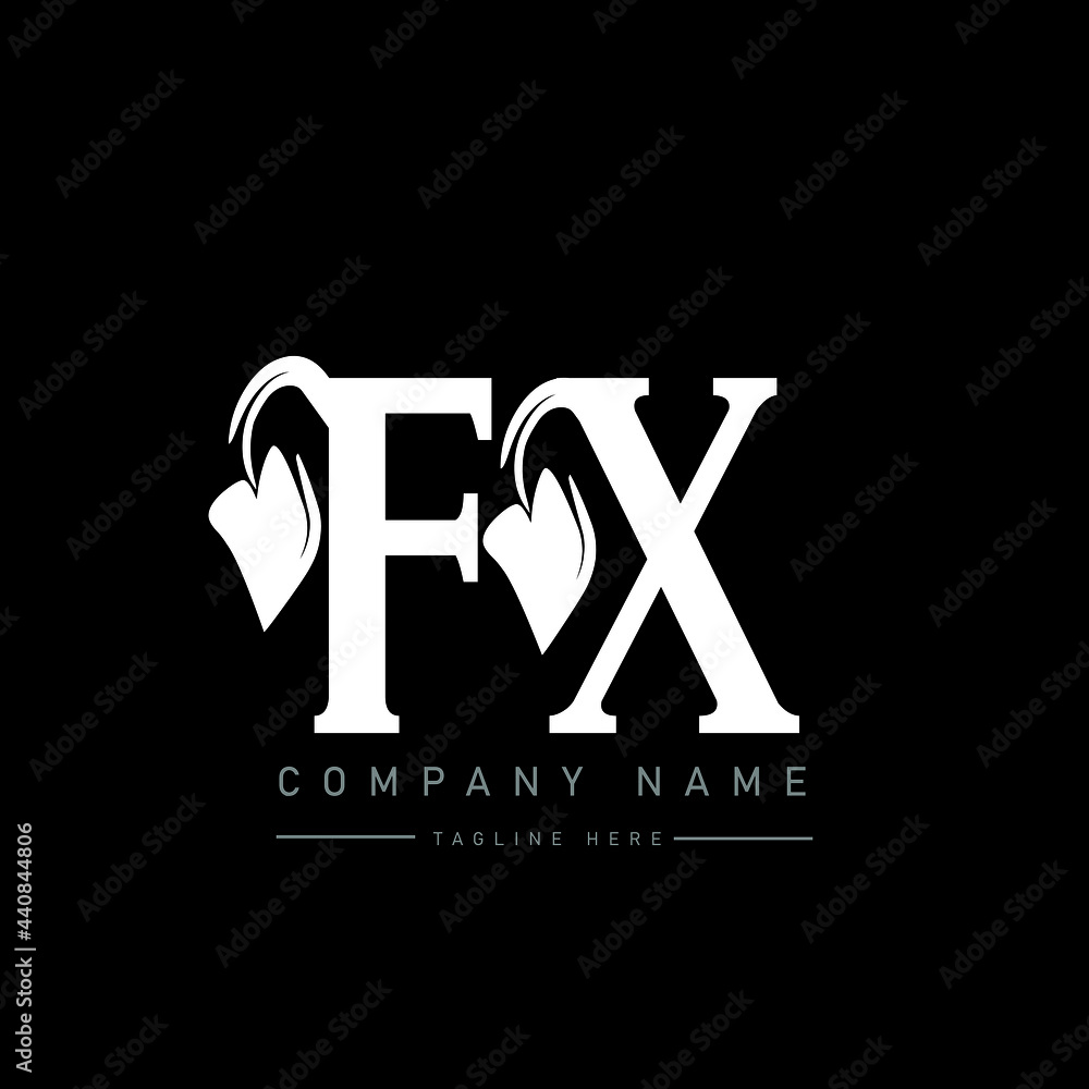 FX letter logo design. FX letter with leaf shape. FX Creative two ...