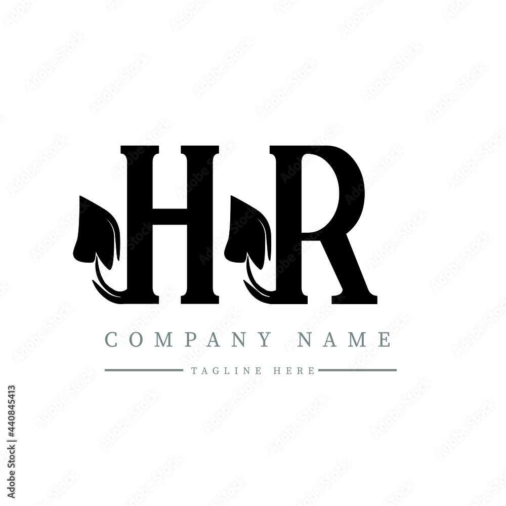 HR letter logo design. HR letter with leaf shape. HR Creative two ...