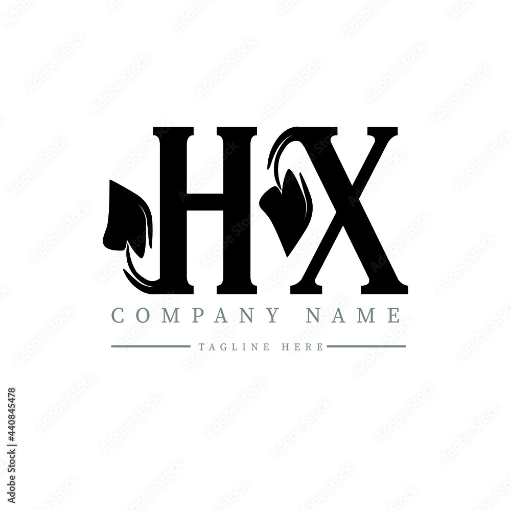 HX letter logo design. HX letter with leaf shape. HX Creative two ...